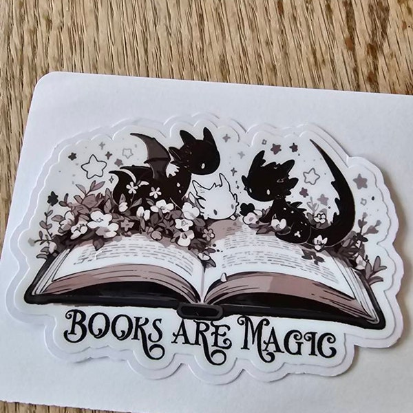 Books Are Magic Dragon Sticker | Book Lover Sticker - Etsy