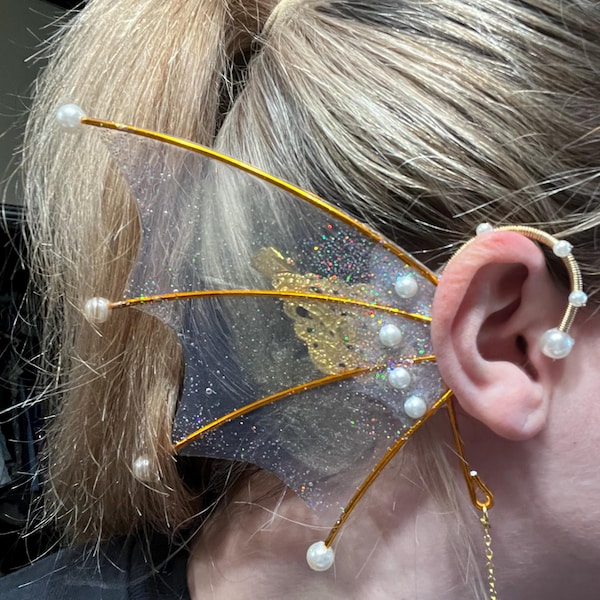 Mermaid Ears, Gold and Beige, Resin, Fish Fin Ears, Siren Ears, Merfolk ...