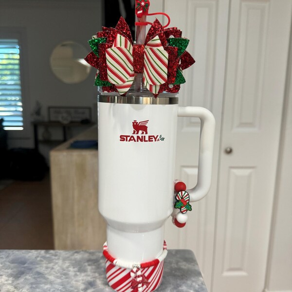 Glitter Tumbler Bow for Stanley, Straw Topper, Christmas Holiday ...