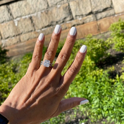 10x8mm 4ct Radiant Cut Engagement Ring Set, Radiant Solitaire Ring ...