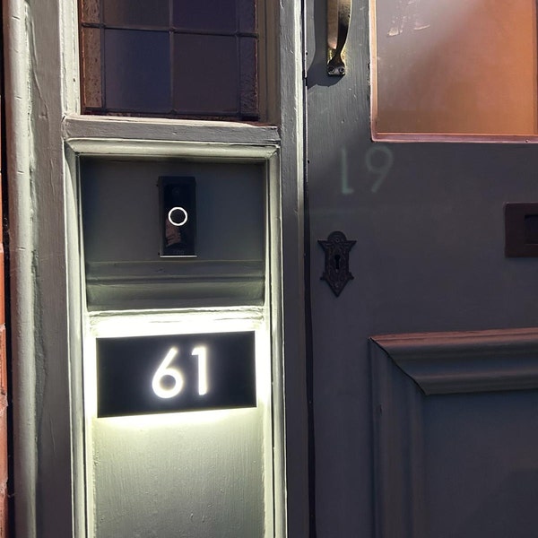 LED Backlit House Number Sign Modern Illuminated Address Plaque ...
