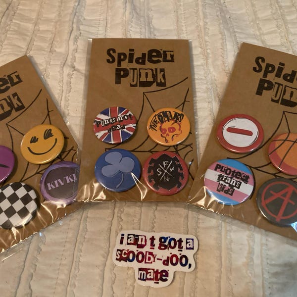 Spider Punk Pin Back Button Sets - Etsy