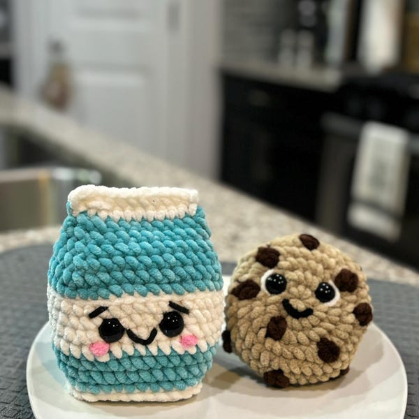 Bundle: Mini Milk and Cookies Crochet Pattern, Low Sew Plush Mini Milk ...