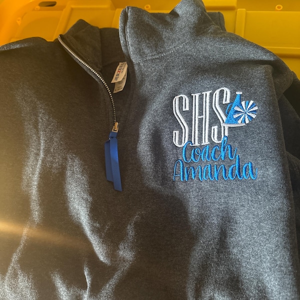 Embroidered Cheer 1/4 Quarter Zip Pullover Sweatshirt, Personalized ...