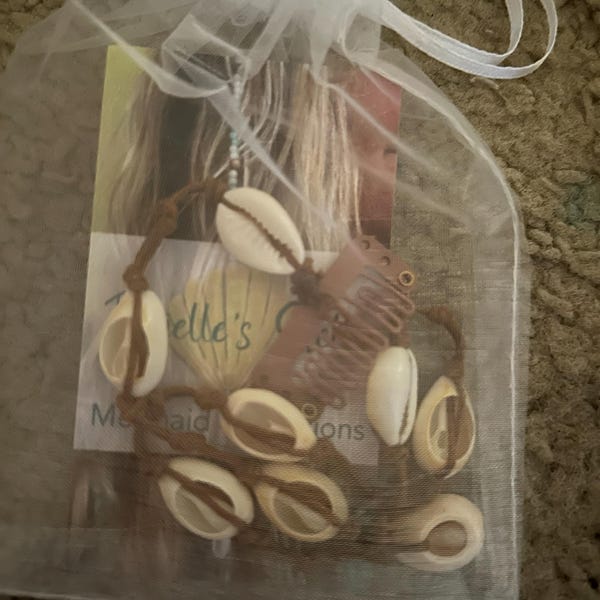 Clip-on Mermaid Hair Extension | Handmade W Beads & Cowrie Shell | Hair ...