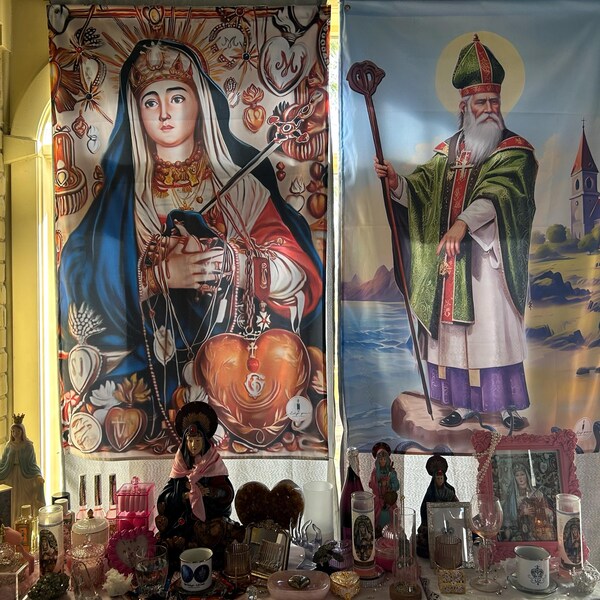 Eskòt OGOU FERAY Haitian Vodou Vèvès Enamel Mug **medium Size ...