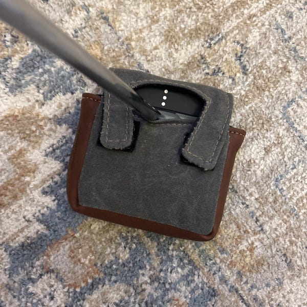 Waxed Cotton Duck and Leather Putter Cover- Black, Handcrafted, Golf ...