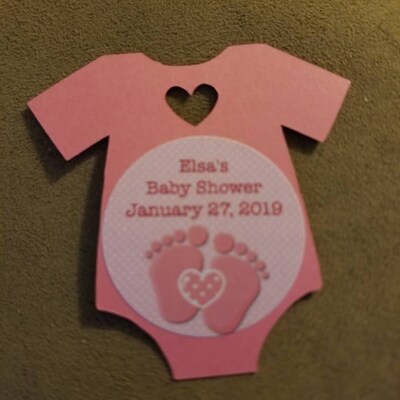 Oh Baby Pink Personalized Round Baby Shower Sticker Labels Baby Feet ...