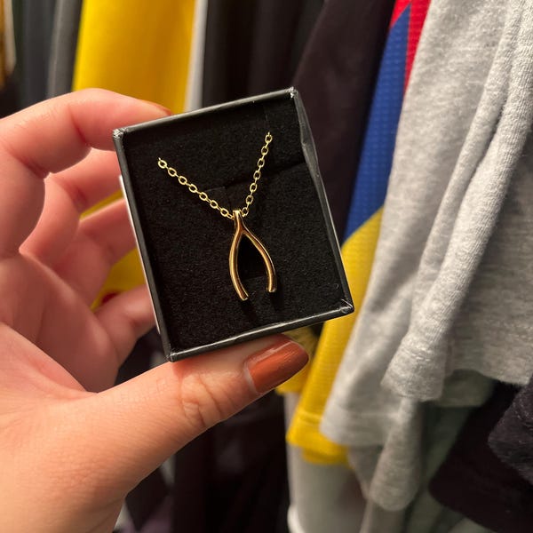 Gold Plated Wishbone Necklace, Tiny Wishbone Necklace, Good Luck ...