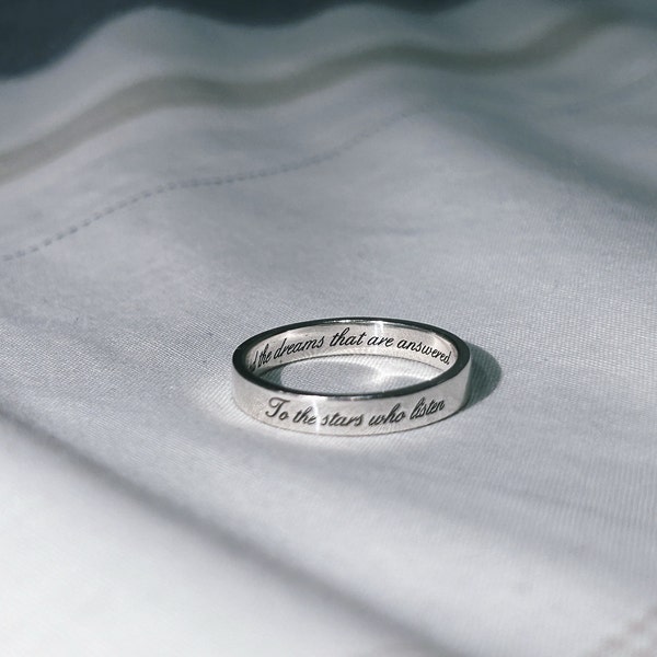 Personalized 3mm Sterling Silver Ring, Engraved Ring, Secret Message ...