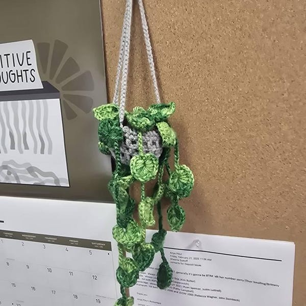 Pothos Plant Crochet Pattern, Car Hanging Plant Pattern, Car Hanging ...