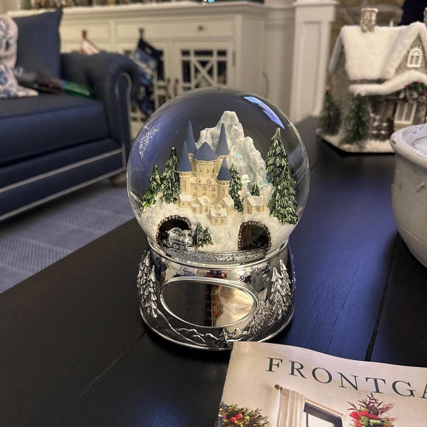 Engraved Winter Castle With Train Snow Globe, Fancy Snow Globe, Classic ...