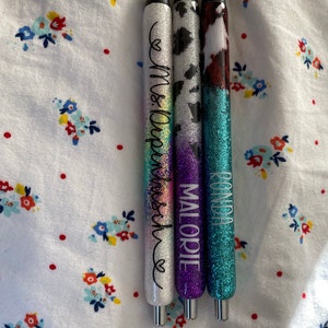 Christmas Lights Pen Personalized Epoxy Glitter Black Ink Pen ...