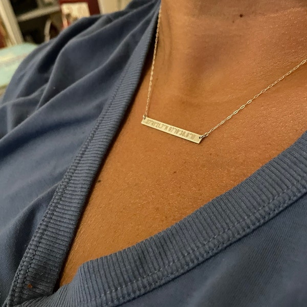 Custom Coordinates Necklace, Engraved Coordinates Bar Necklace ...