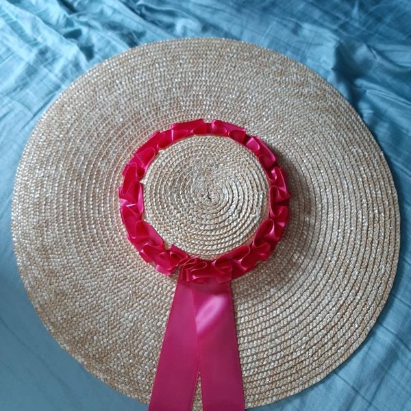 18th Century Shallow Crown Straw Hat ~ Blank Ready to Trim ~ Natural or ...