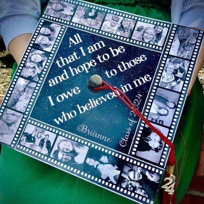 Custom Photo All That I Am & Hope to Be Graduation Cap Topper, Thankful ...
