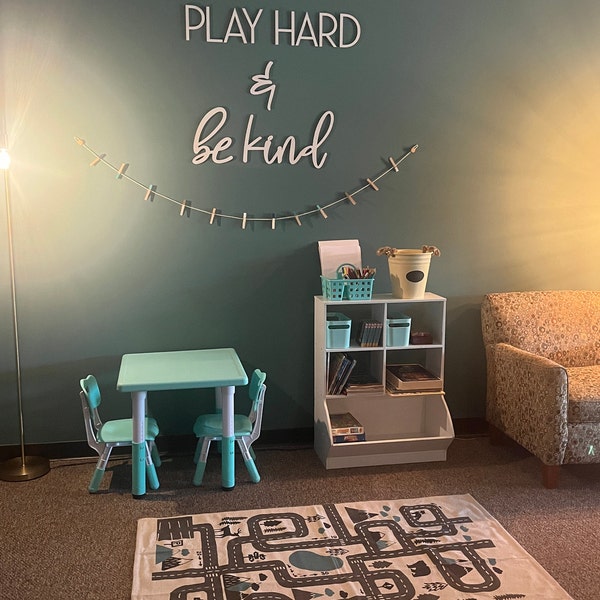 Play Hard & Be Kind Wall Sign, Playroom Wall Decor, Playroom Signs ...