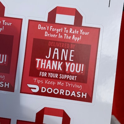 Personalized Doordash Labels Delivery Bag Shaped Stickers Food Delivery ...