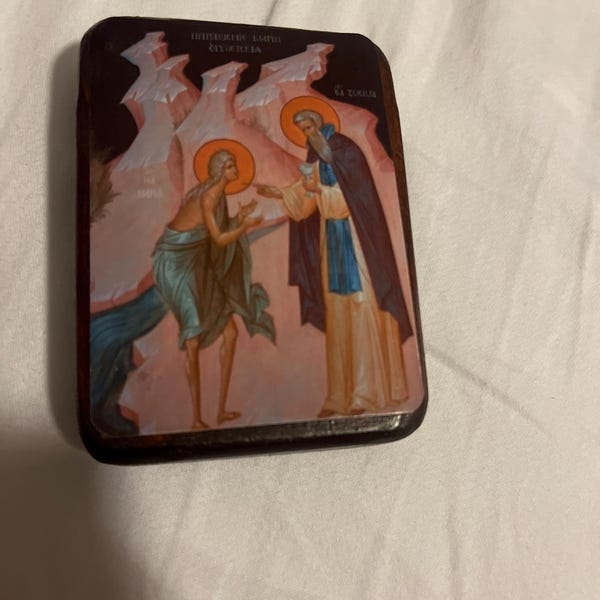 Handmade Mounted Icon | St Macarius the Great of Egypt and the Cherubim ...
