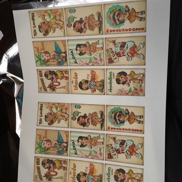 INSTANT DOWNLOAD, Vintage Hula Girls, Digital Collage Sheet, Retro ATC ...