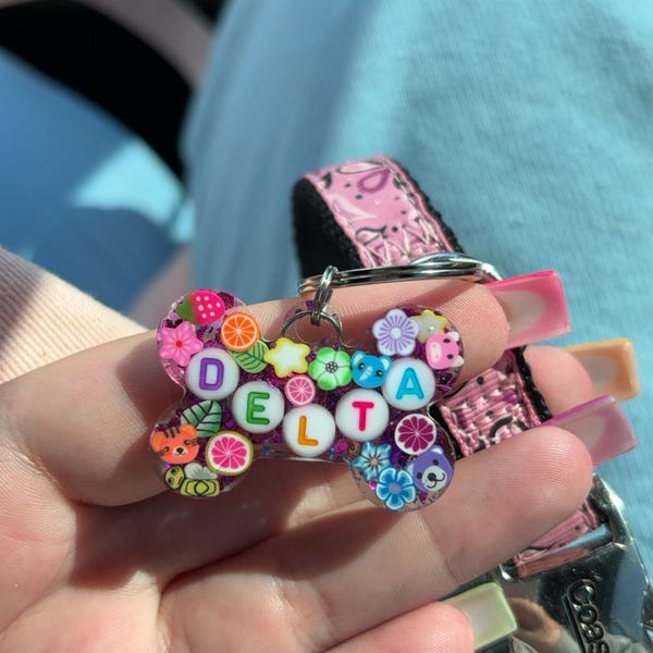 Personalized Resin Dog Name Tag/keychain With Phone Number Option ...