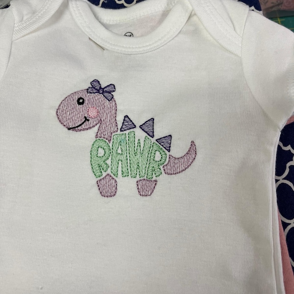 RAWR Dinosaur Sketch Stitch BUNDLE, Machine Embroidery Design, Dino ...