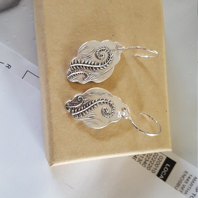 Fiddleheads No. 2, Artisan PMC Jewelry, Fine Silver Fern Earrings ...