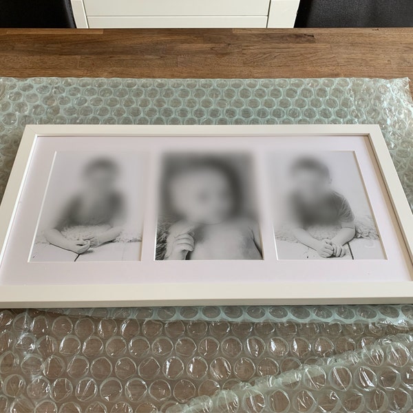 Multi Photo Picture Frame | Holds 3 6" X 8" Photos in a 22mm White Wood ...