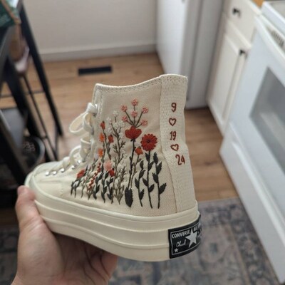 Custom Embroidered Converse High Tops Chuck Taylor 1970s/ Embroidered ...