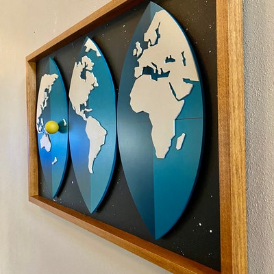 Mid Century Modern Art Abstract World Map Witco Wall Sculpture Painting ...