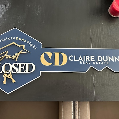 Sold Sign, Realtor Key Sign, Closing Photo Prop, Modern Key Sign for ...