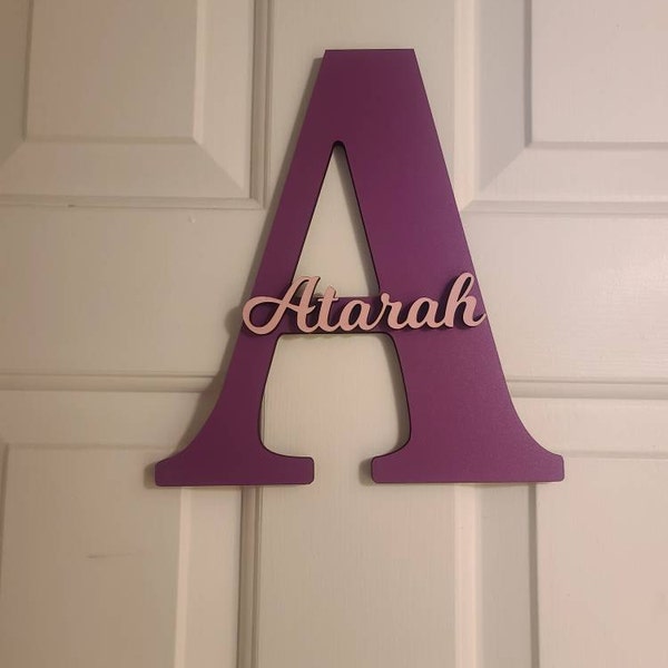 Custom Wooden Wall Name Sign Wood Big Letter Modern Nursery Bedroom ...