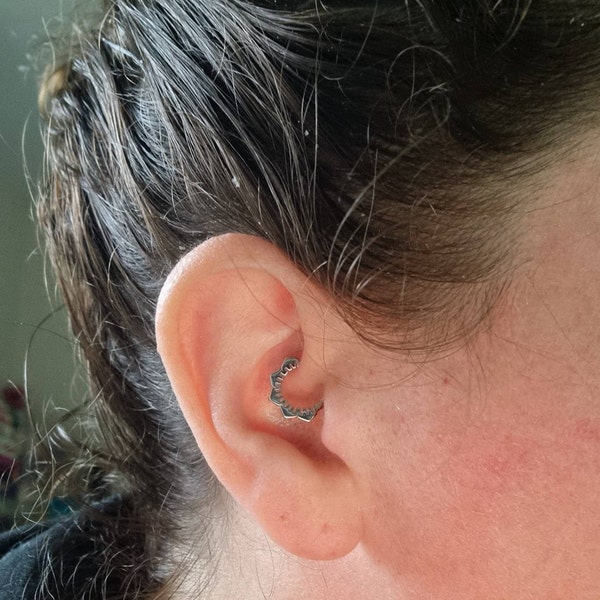 Dainty Bezel Rook Hoop Earring Bezel Stone Helix Hoop Rook Earring ...