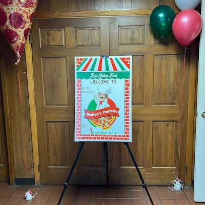 Pizza Party Birthday Welcome Sign Poster Welcome Sign Pizza Party ...