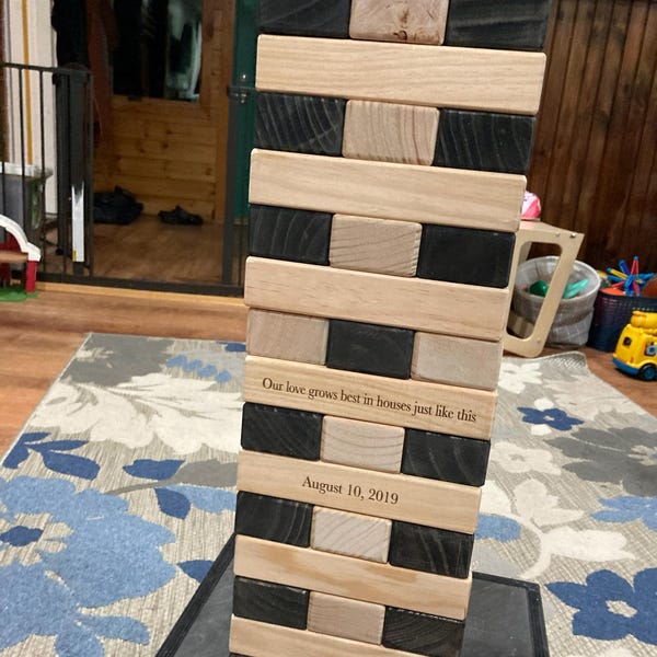 Custom Wedding Tumble Tower Blocks, Wedding Guest Book, Game Guest Book ...