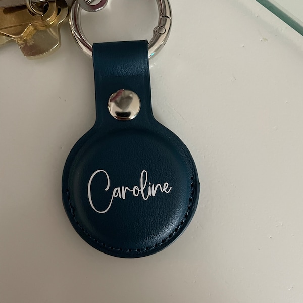 Personalized AirTag Holder, Custom AirTag Keychain, Vegan Leather ...