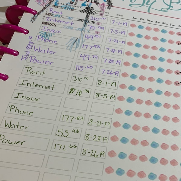 Finance Printable Planner Pack. Instant Printable 2 Pack, My Bills and ...