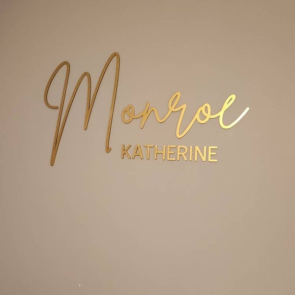 Nursery Name 3D Wood Sign / Cursive Name Laser Cut/ Custom Name Feature ...