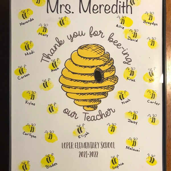 Teacher Appreciation Honey Bee Class Gift, Preschool Kids Craft ...