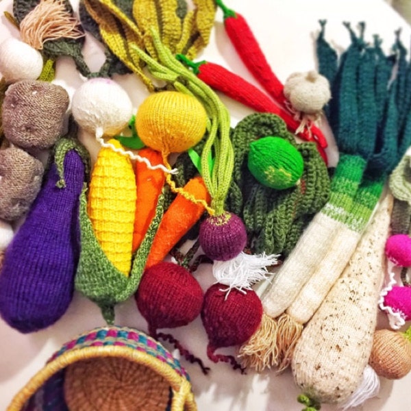 Soft Toy Corn - Pretend Play Vegetables Waldorf Shopping Game - Knitted ...