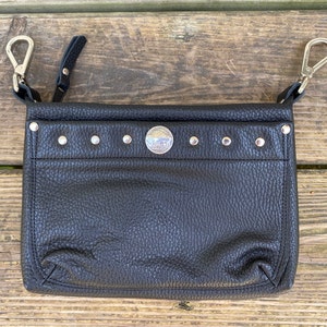 Black Leather Hip Bag With Studs, Small Convertible Crossbody Purse ...