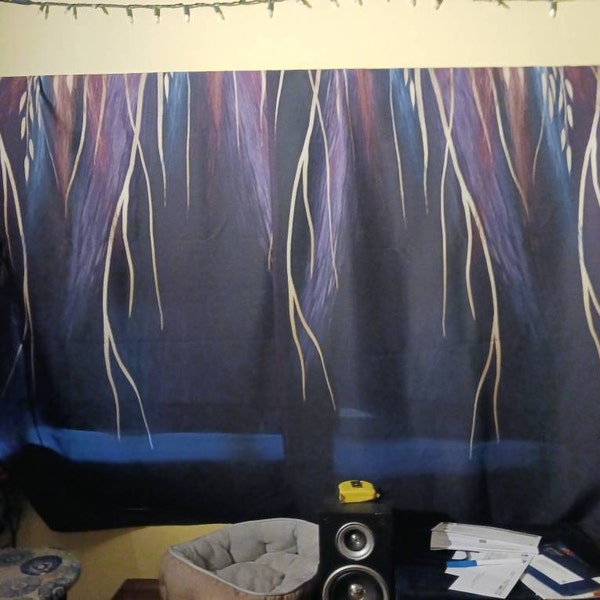 Burgundy Wispy Window Curtains Boho Chic Abstract Botanical Drapes ...
