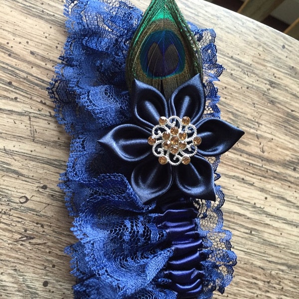 Plum Purple Wedding Garter, Peacock Garter, Ultra Violet Purple Bridal ...