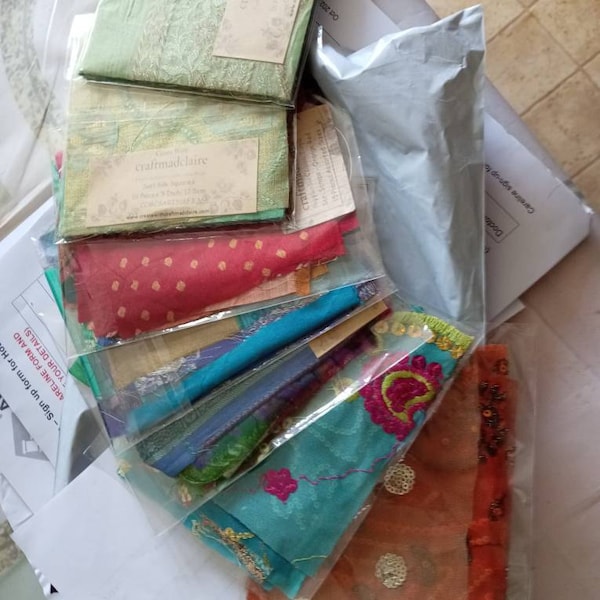 Mixed Assorted Embellished Sari Fabric Remnants Scraps - 10 Pieces - Etsy