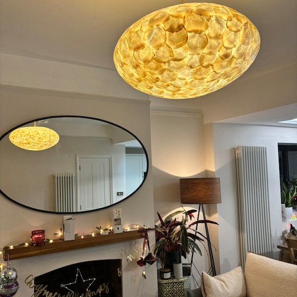 Stunning Mother of Pearl Oval Lampshade | Amroth Feature Ceiling Light ...