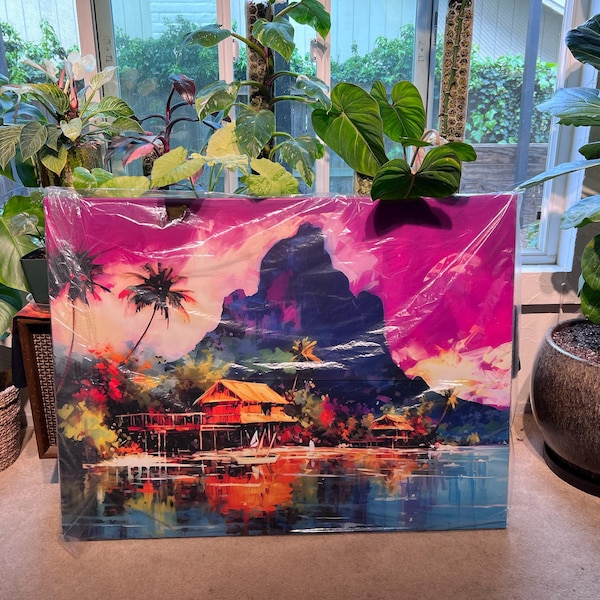 Bold Tropical Pop Art - Wild Orchids Print, Coastal Living Room Wall ...