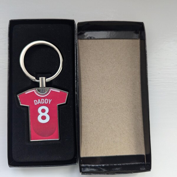 Fathers Day Personalised Football Shirt Keyring - Dad Keyring, Any Name ...