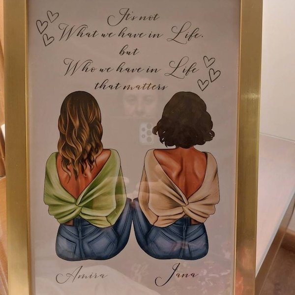 Best Friend Print, Personalised Wall Art, Custom Sisters Prints, Friend ...