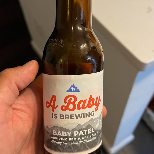 Printable Baby is Brewing Beer Label Template Pregnancy Announcement ...