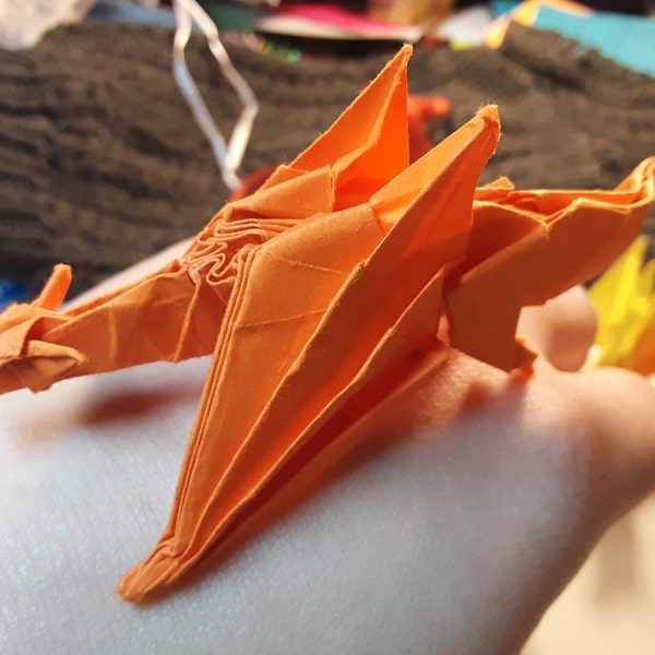 Handmade Red Origami Dragon, Paper Dragon Decoration, Fantasy Origami ...